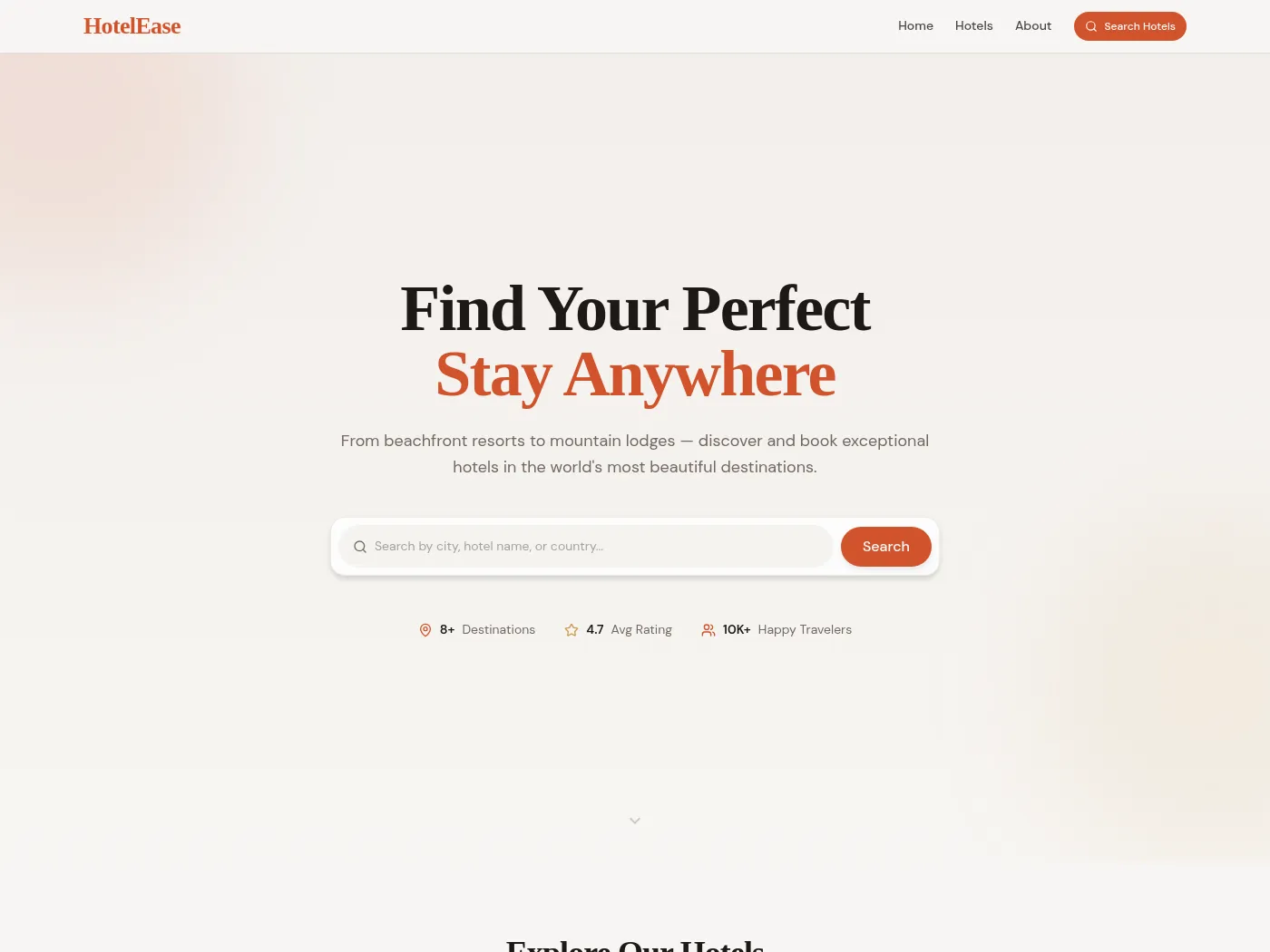 HotelEase Booking Site