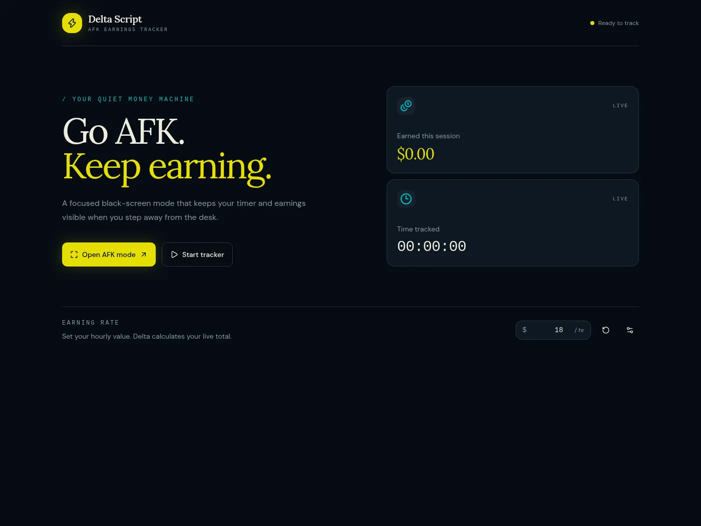 Delta AFK Earnings Tracker