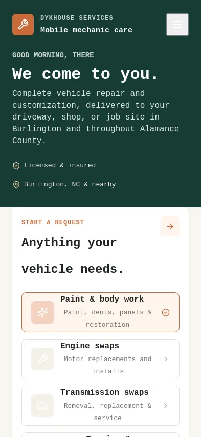 Dykhouse Services Mechanic App