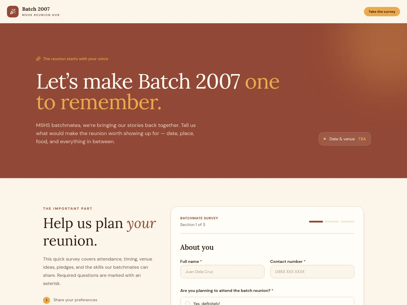 Batch 2007 Reunion Hub