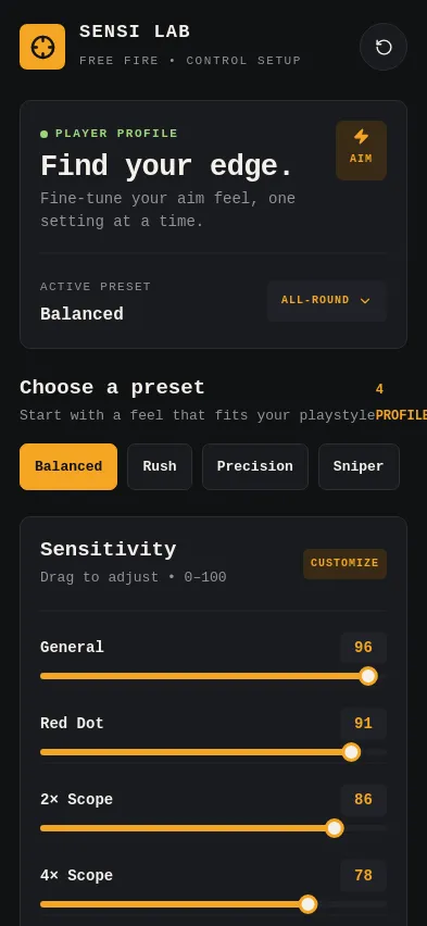 Freefire Sensi Control
