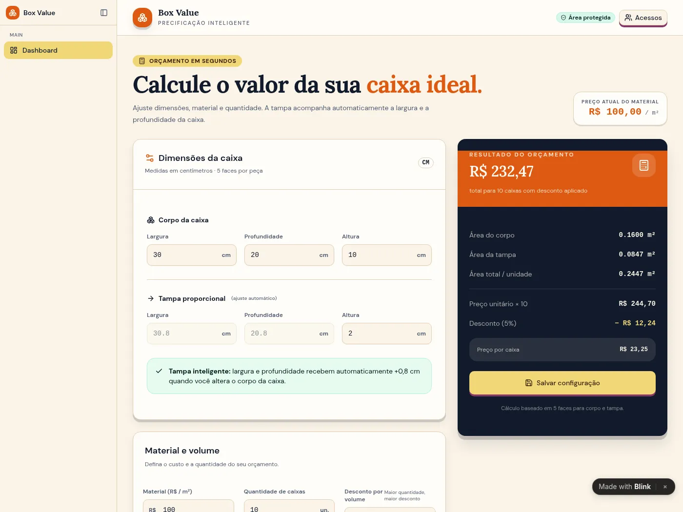 Box Value Dashboard