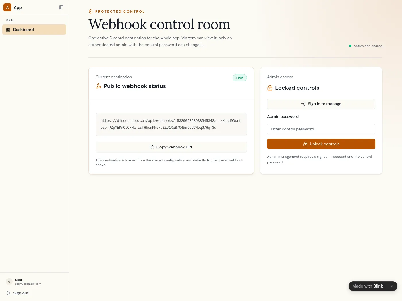Admin Webhook Control