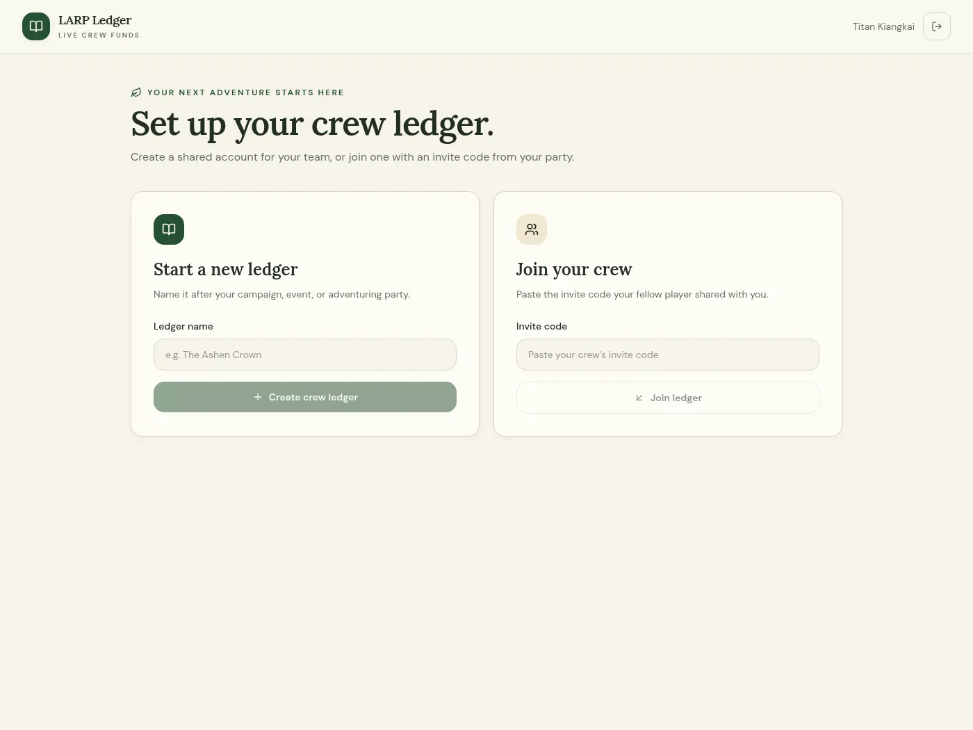 LARP Ledger Live