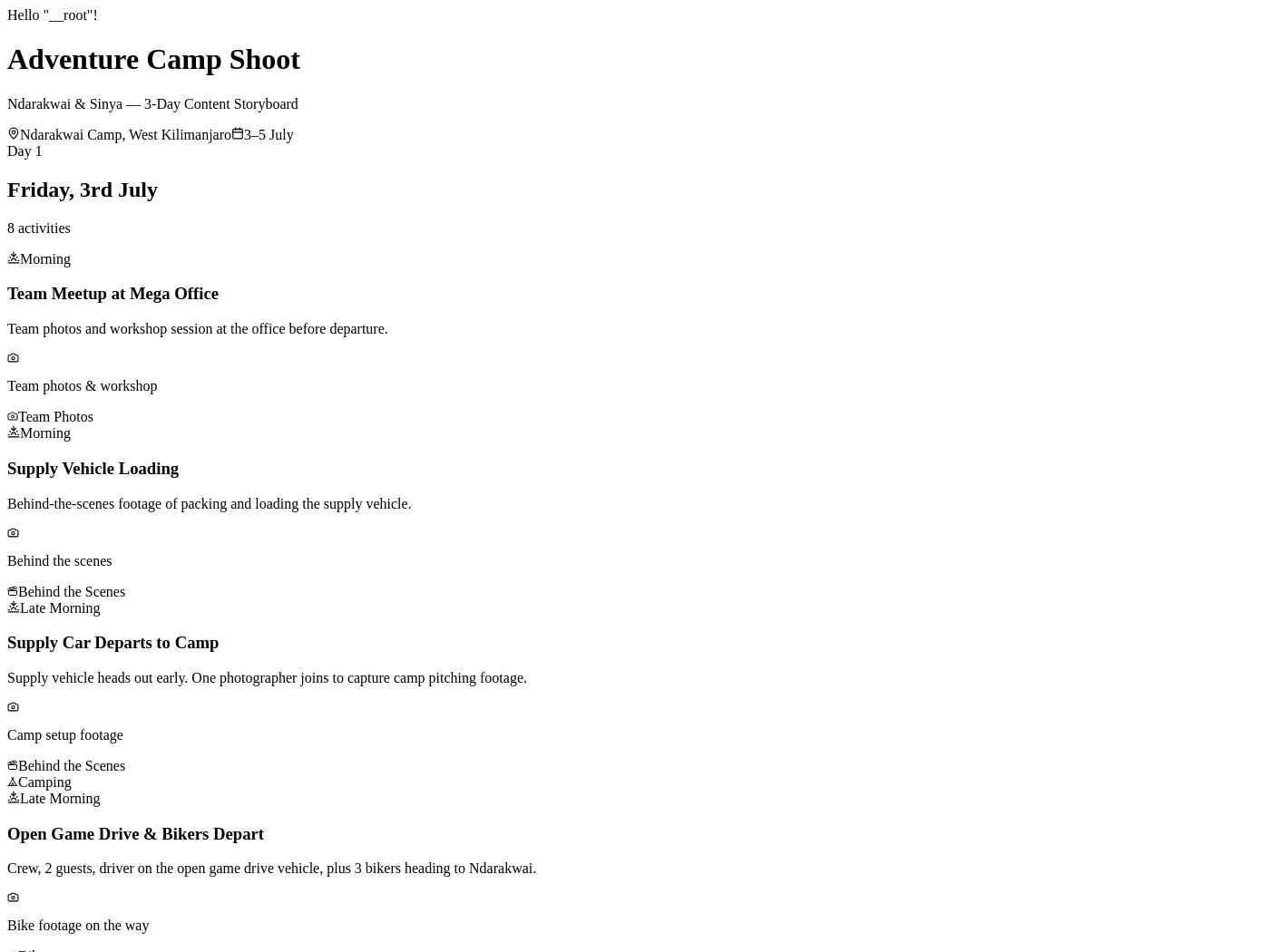 Adventure Camp Storyboard
