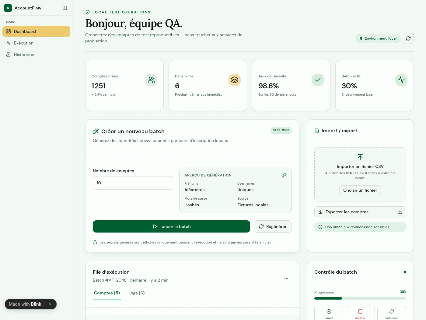 AccountFlow Test Manager