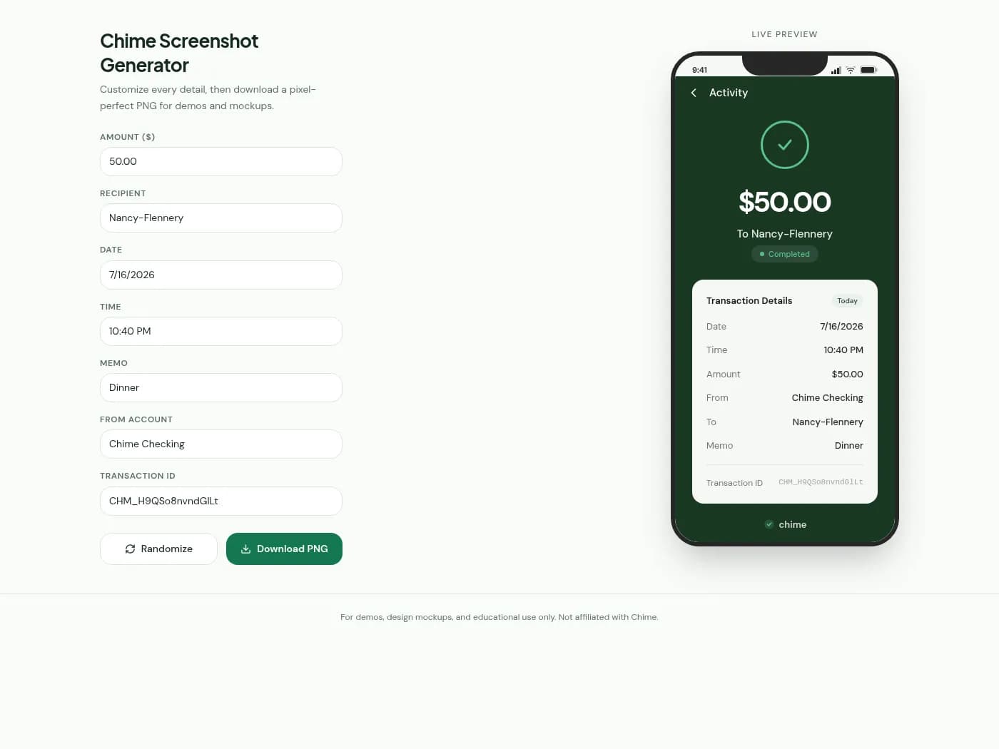 Chime Screenshot Generator