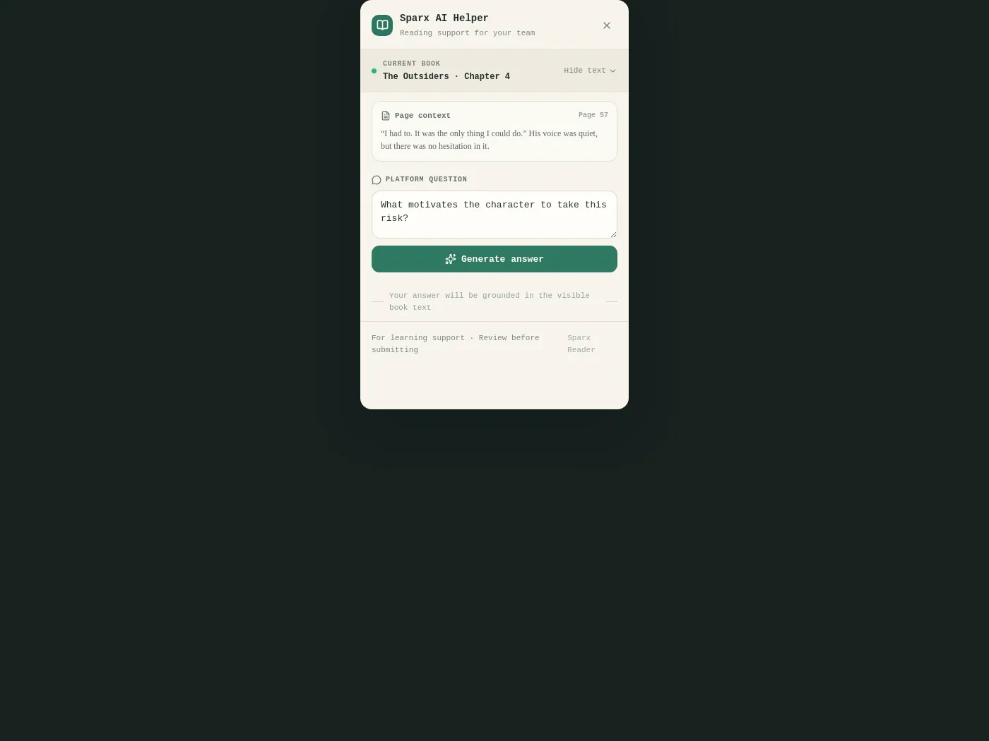 Sparx Reader AI Helper
