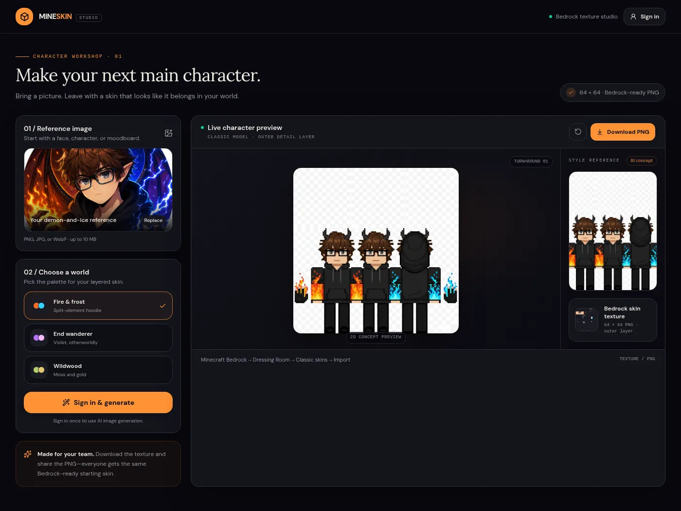MineSkin AI Studio