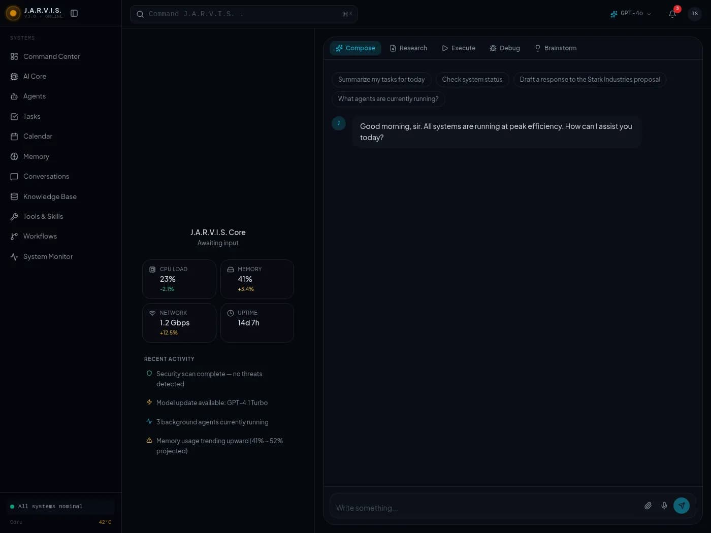 J.A.R.V.I.S. Control Dashboard