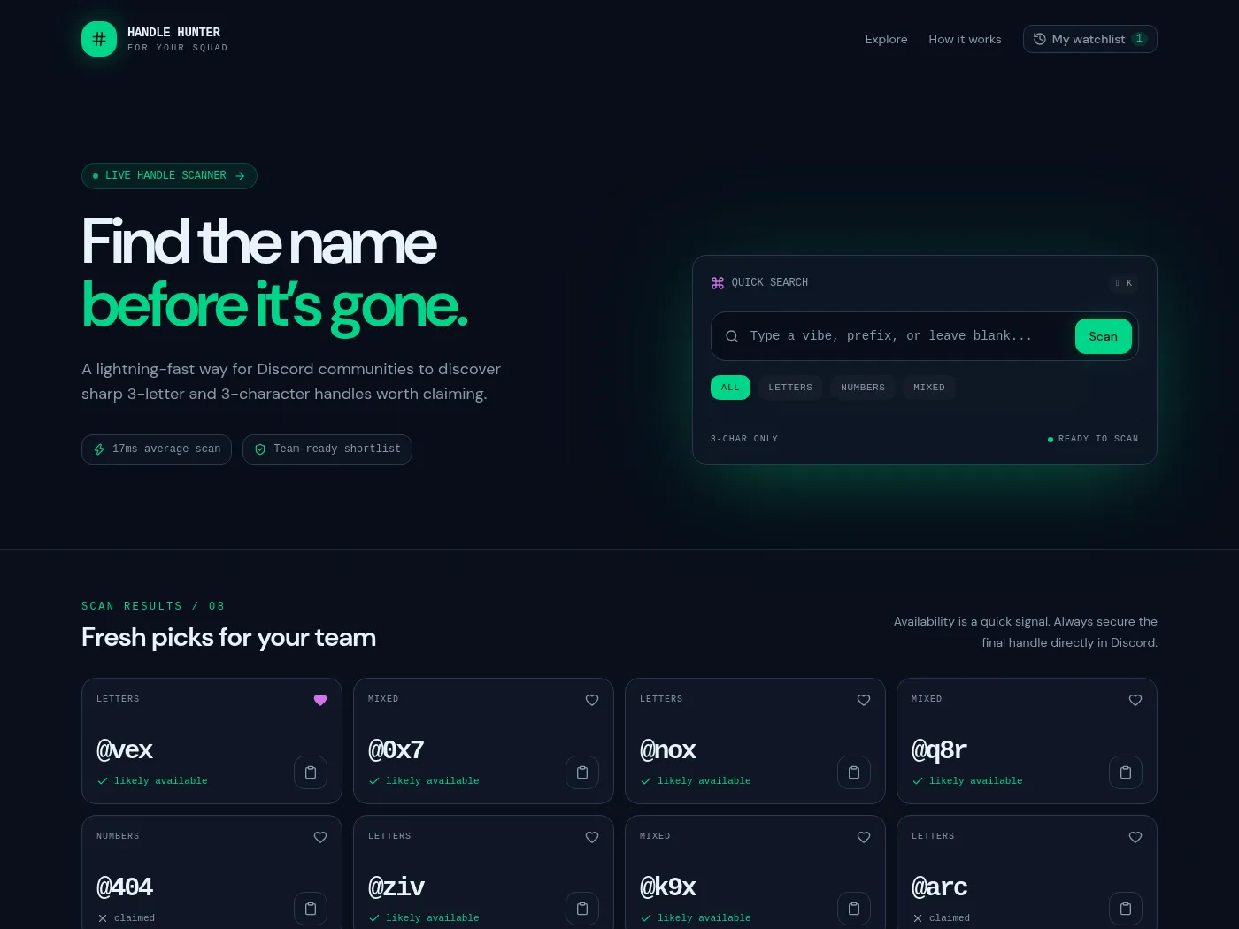 Discord Handle Hunter