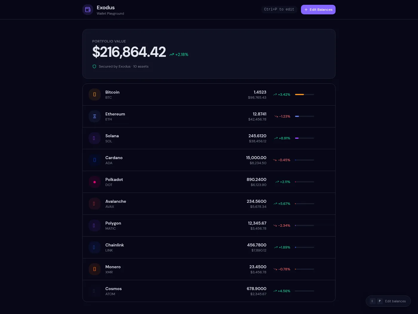 Exodus Wallet Playground