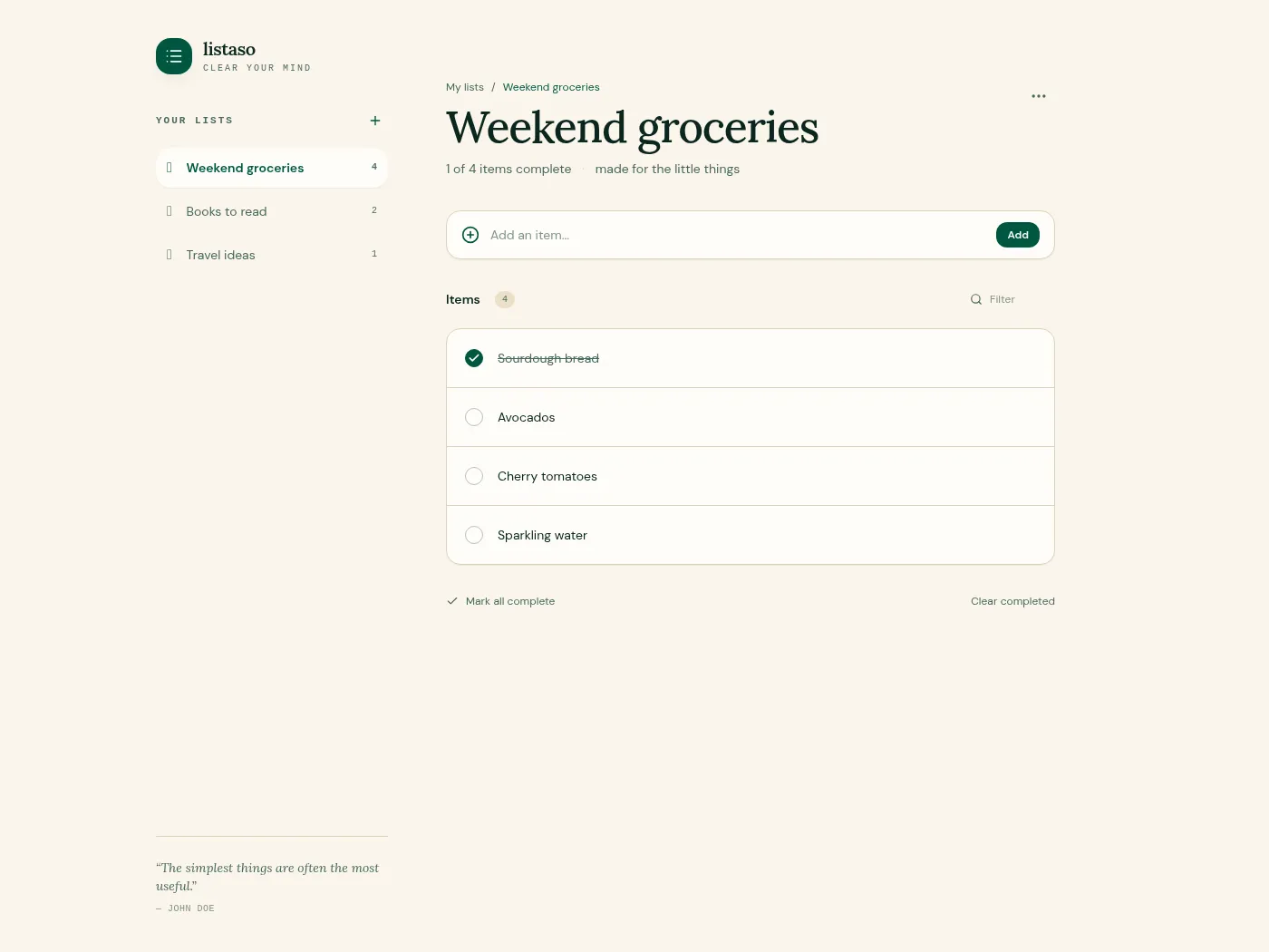Simple Listaso App