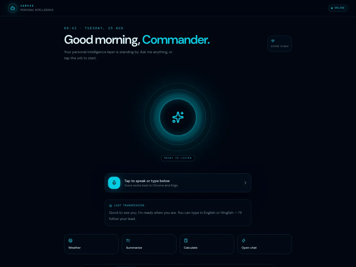 JARVIS AI Assistant Web