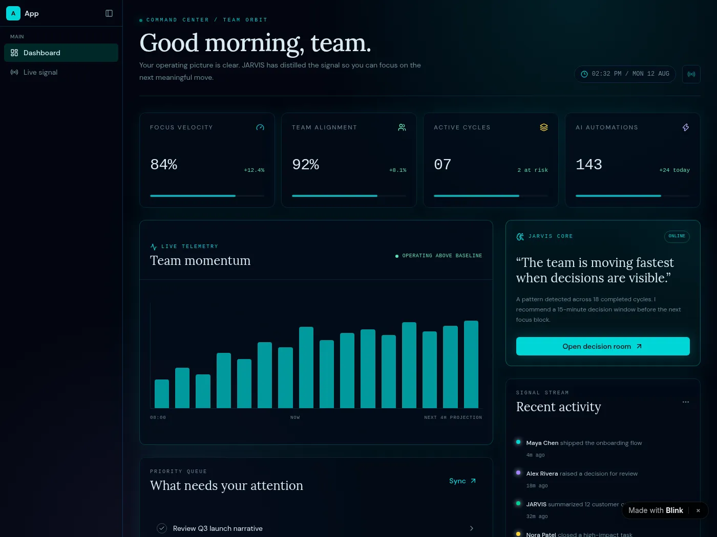 Jarvis Dashboard UX