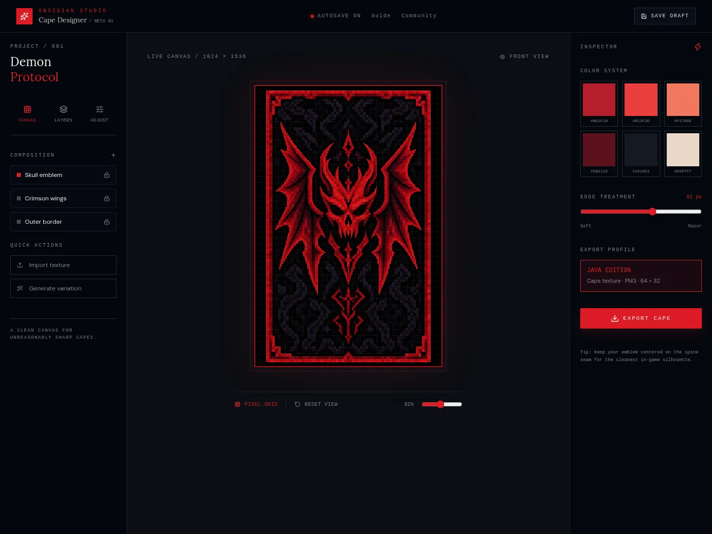 Obsidian Skull Cape Designer