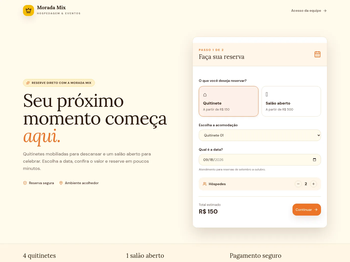 Morada Mix Booking App