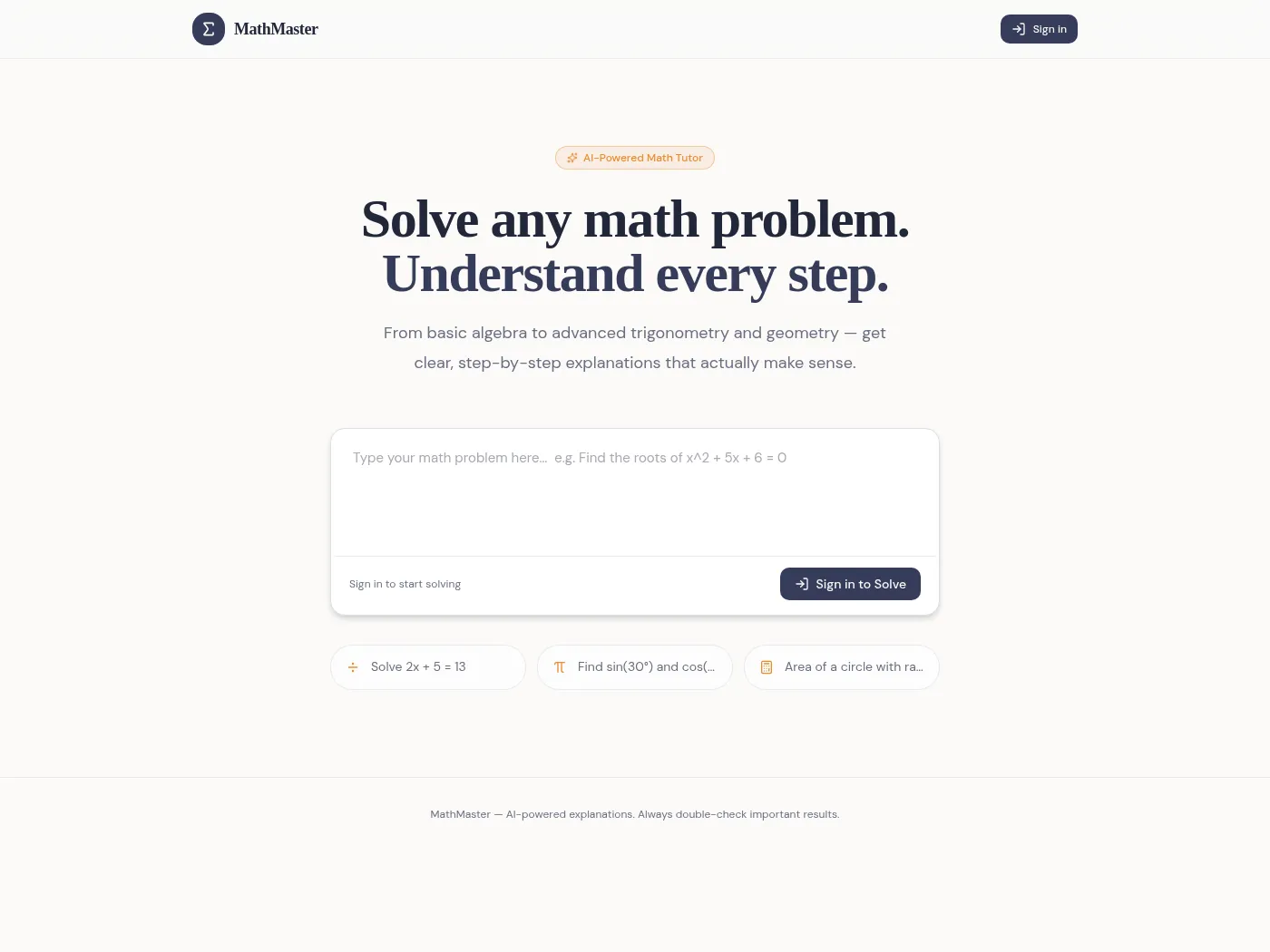 MathMaster Explainer
