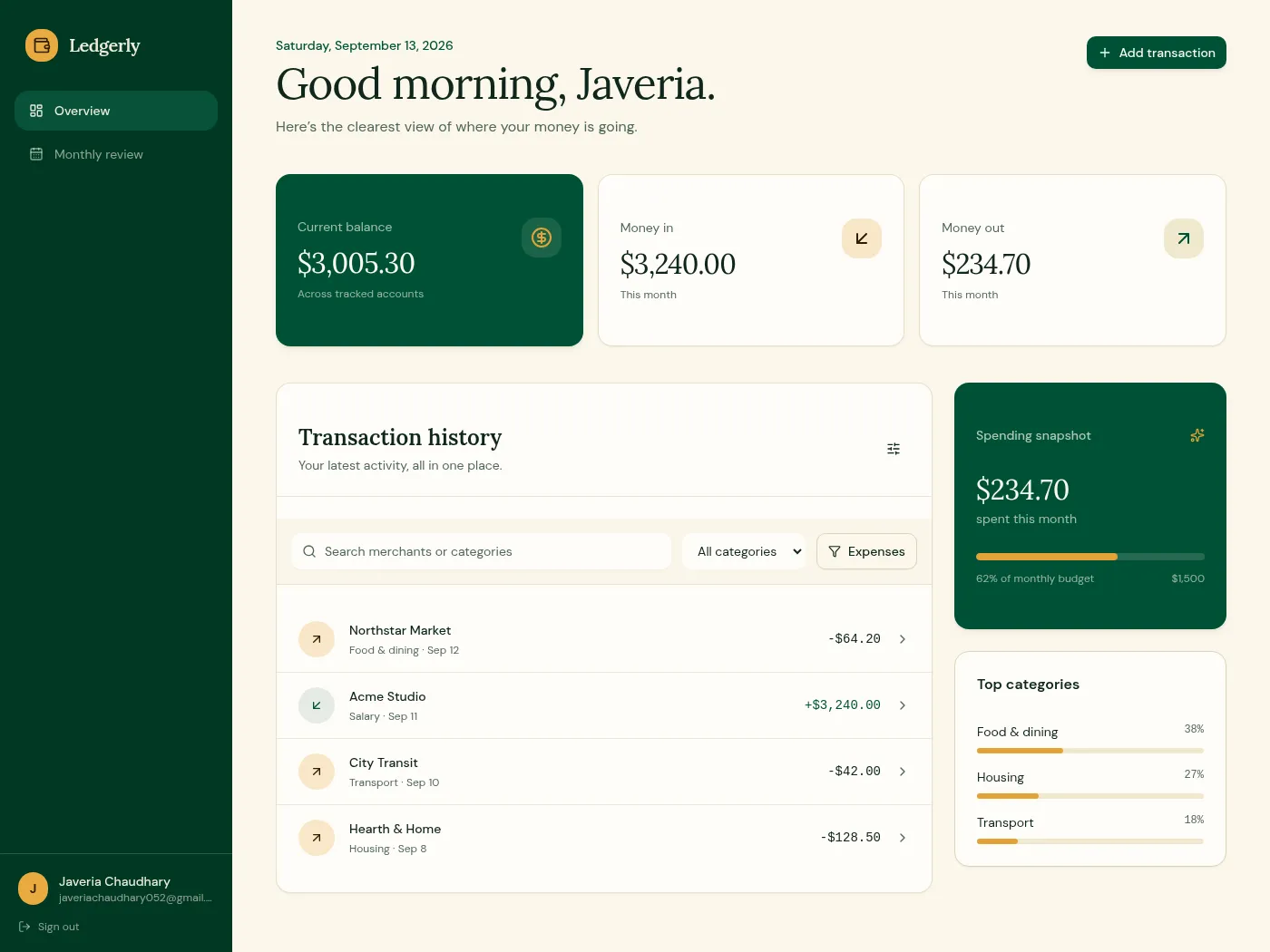 Transaction History Tracker