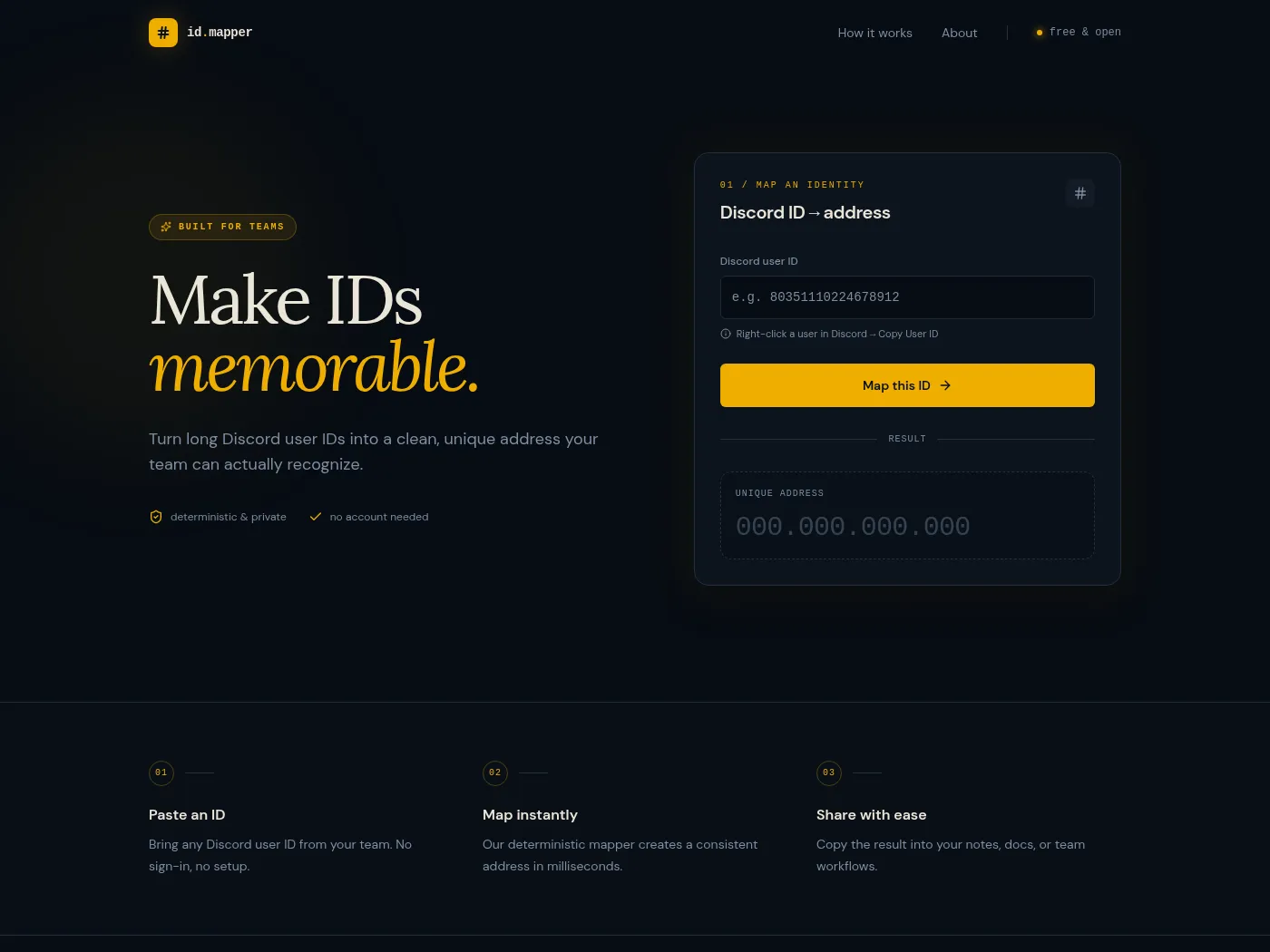 Discord ID Address Mapper