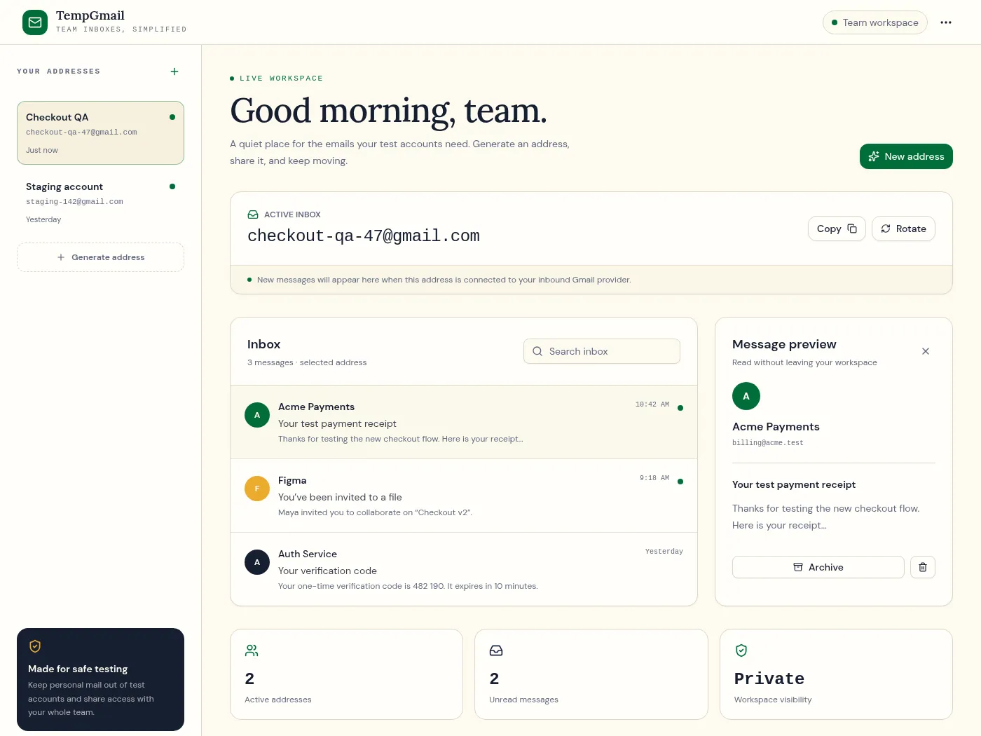 TempGmail Team Inbox