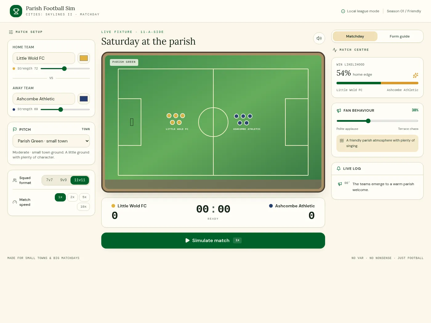 Parish Football Sim