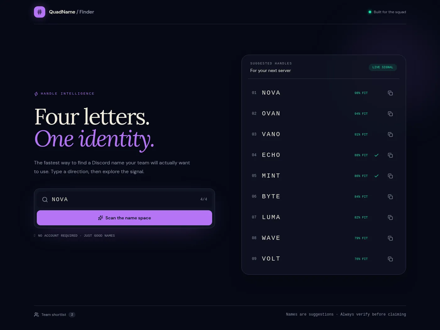 QuadName Finder