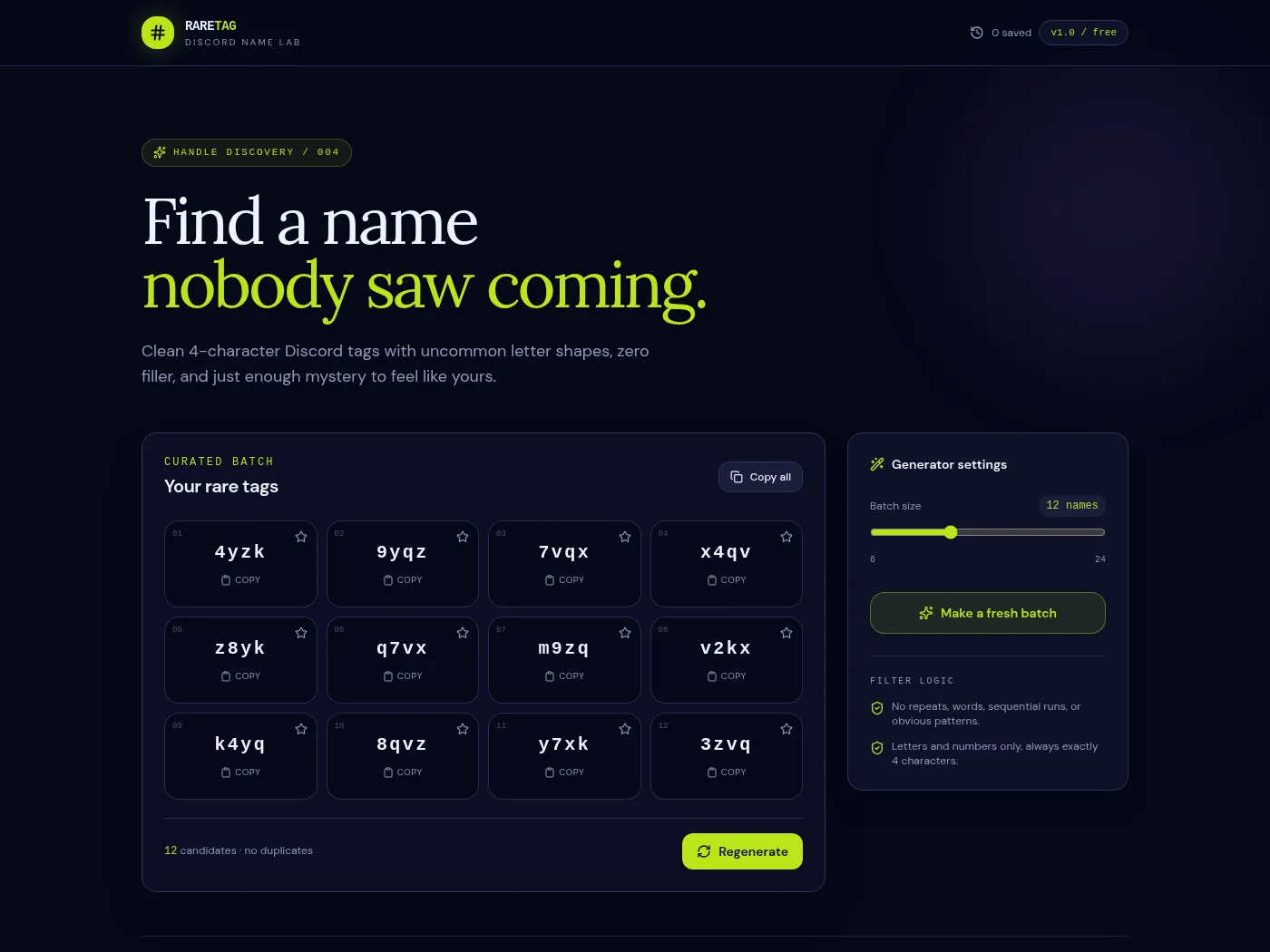 Rare Discord Name Generator