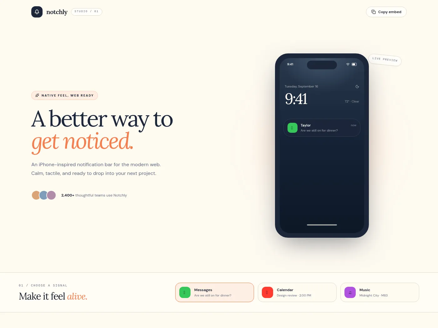 iPhone Style Notification Bar