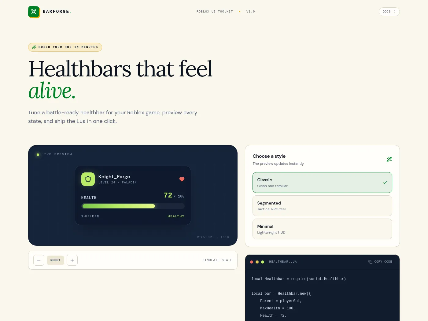 Roblox Healthbar GUI