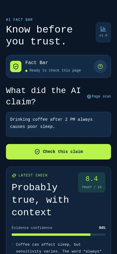 AI Fact Checker Bar