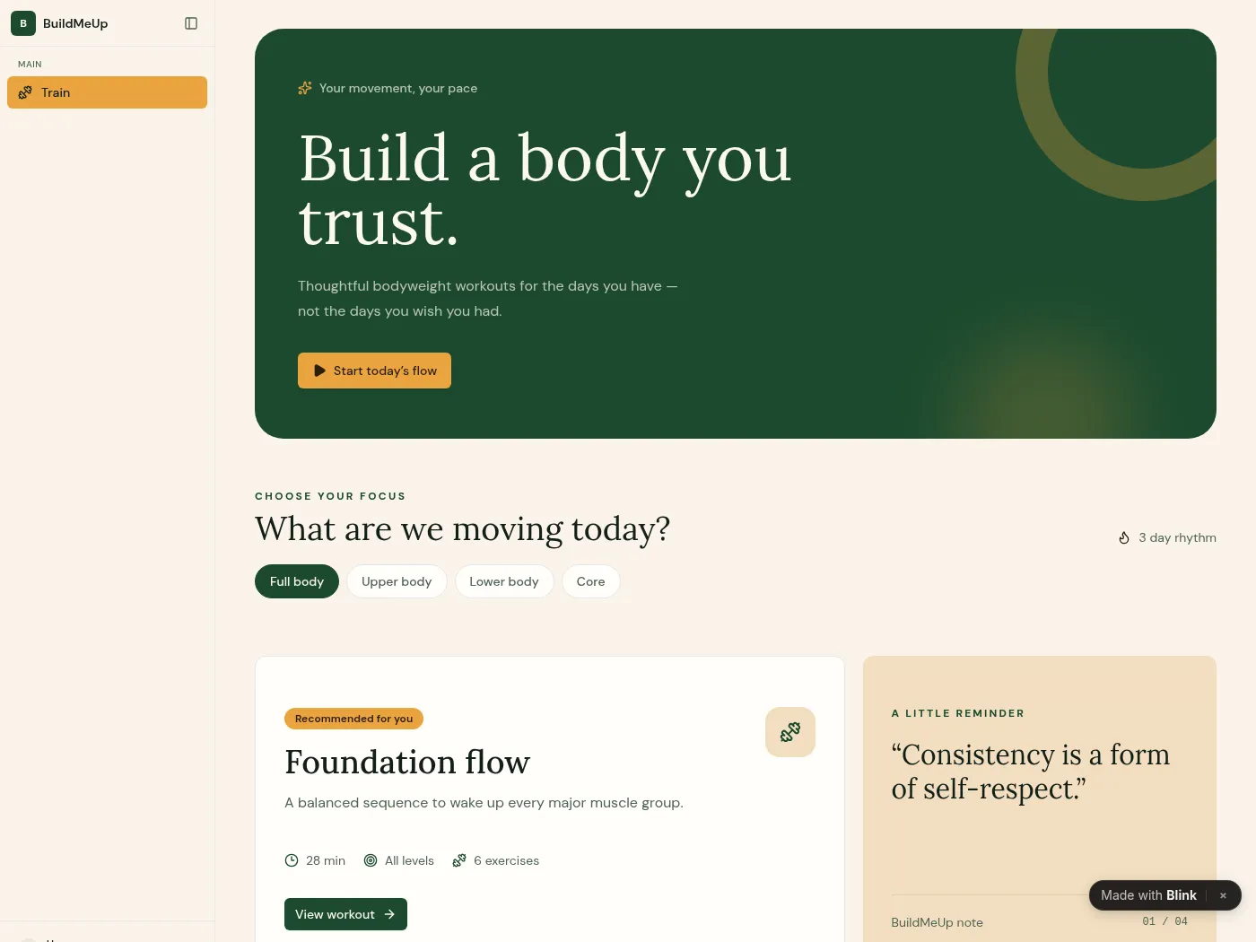 BuildMeUp Fitness App