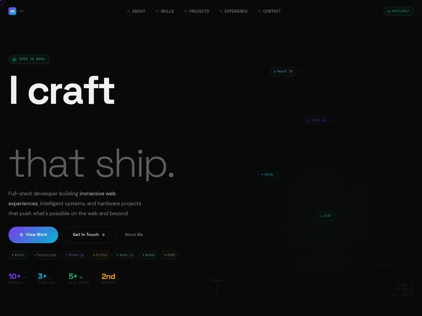 Immersive 3D Portfolio