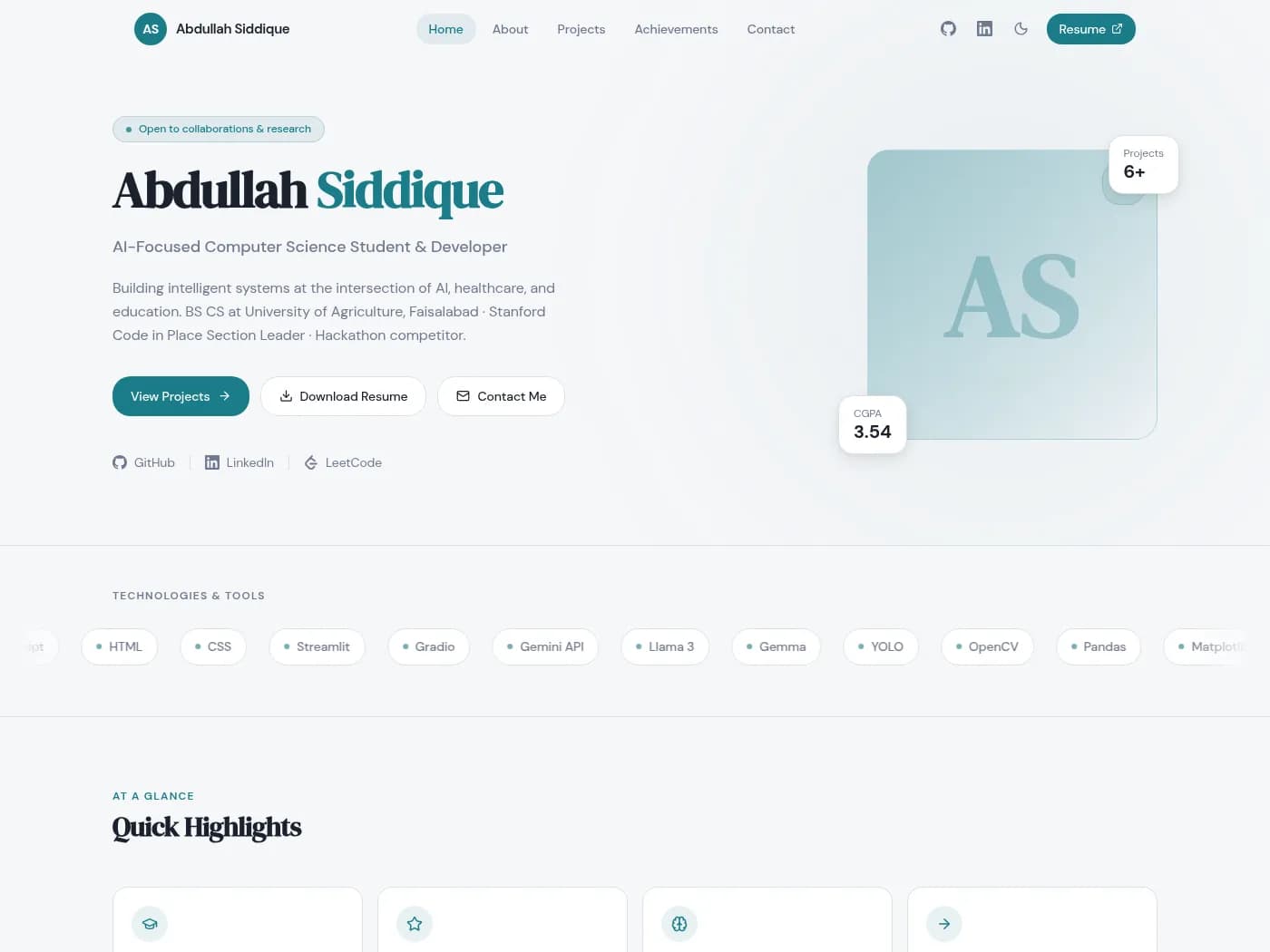 Abdullah Siddique Portfolio