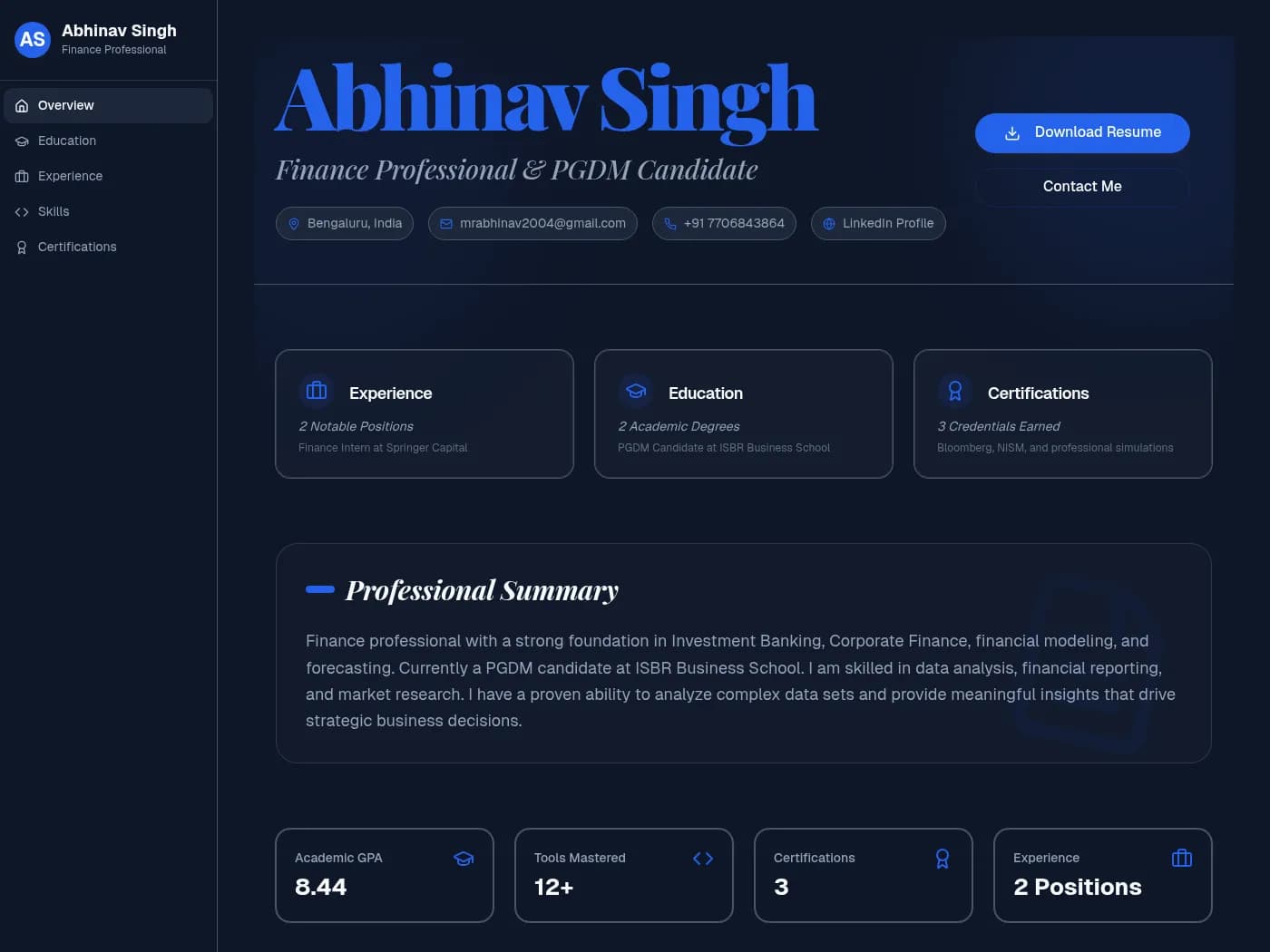 Academic E-Portfolio