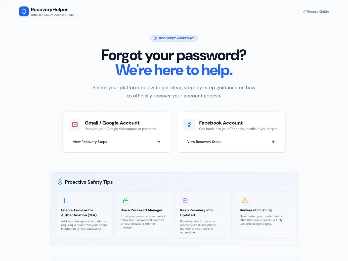 Password Recovery Helper
