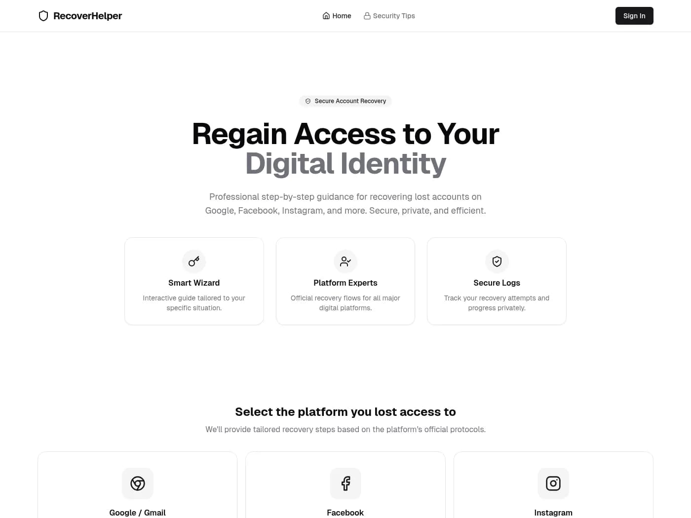 Account Recovery Helper