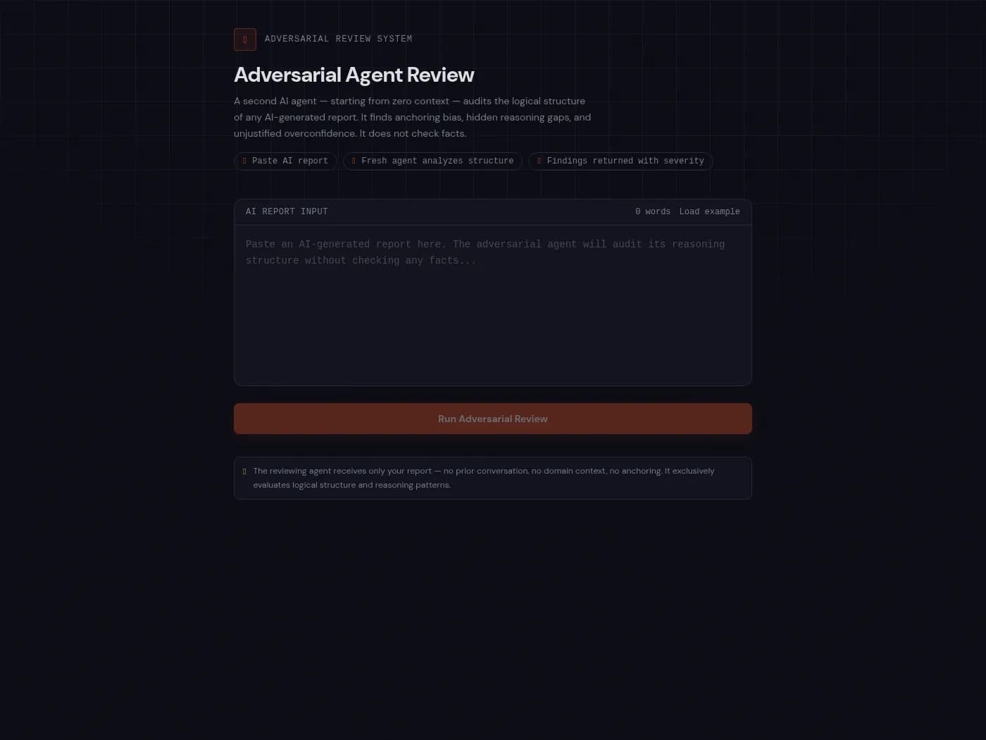 Adversarial Agent Review