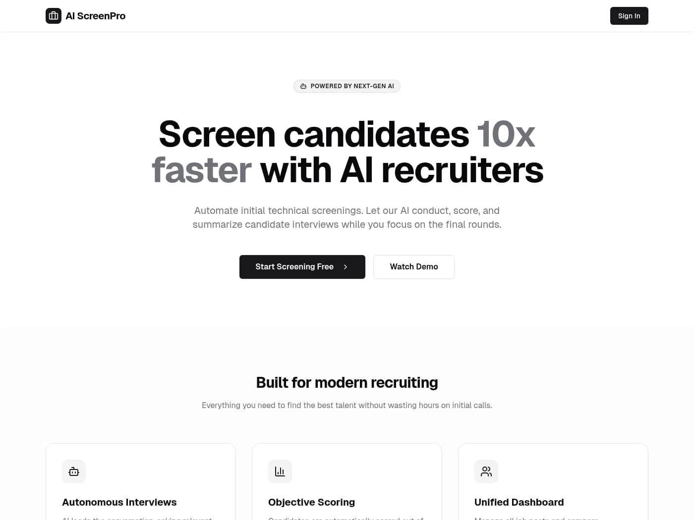 AI ScreenPro Platform