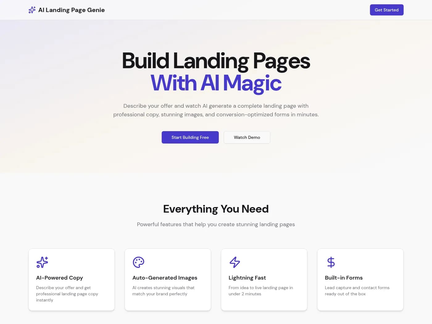 AI Landing Page Genie
