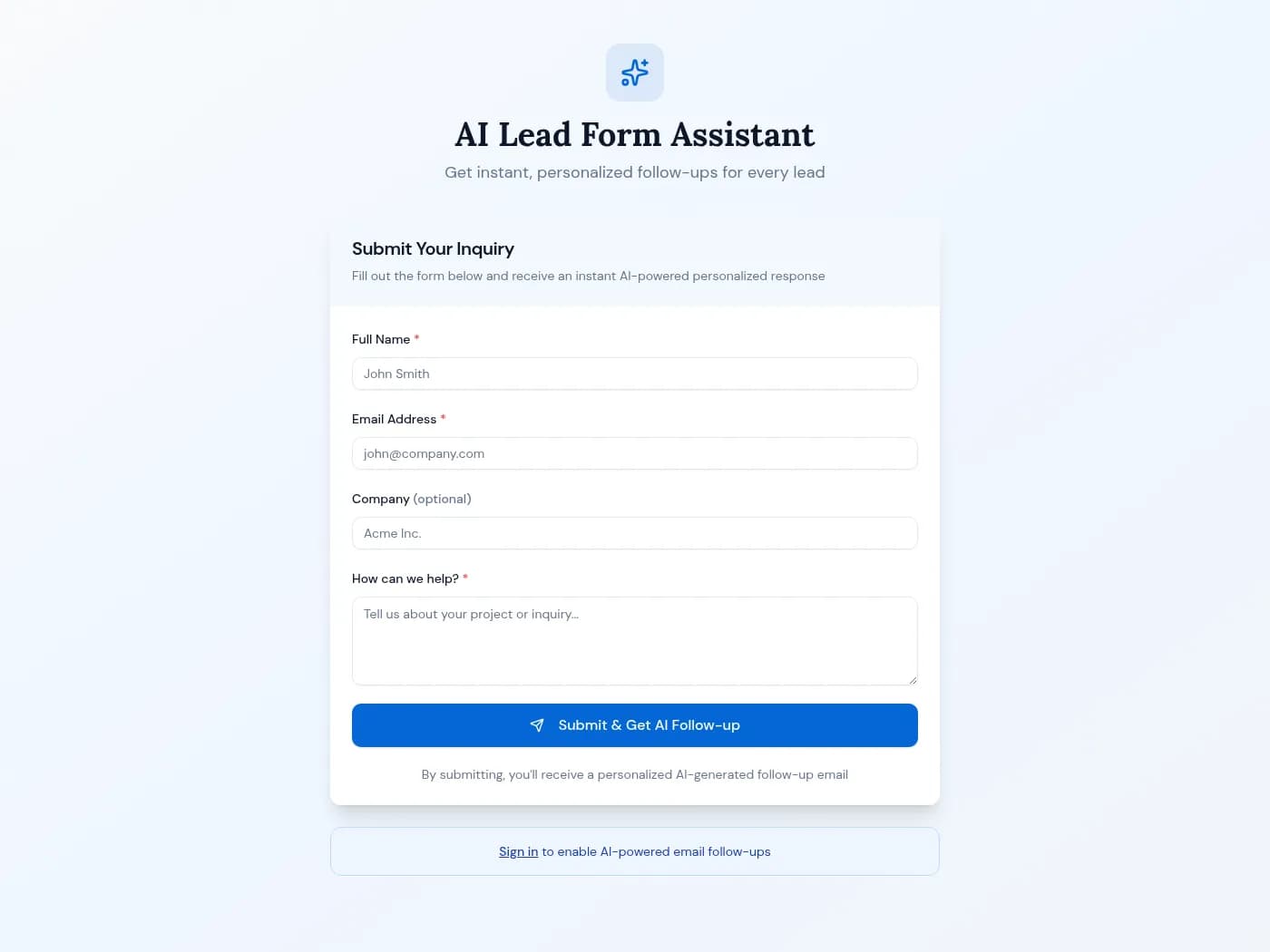 AI Lead Form Assistant