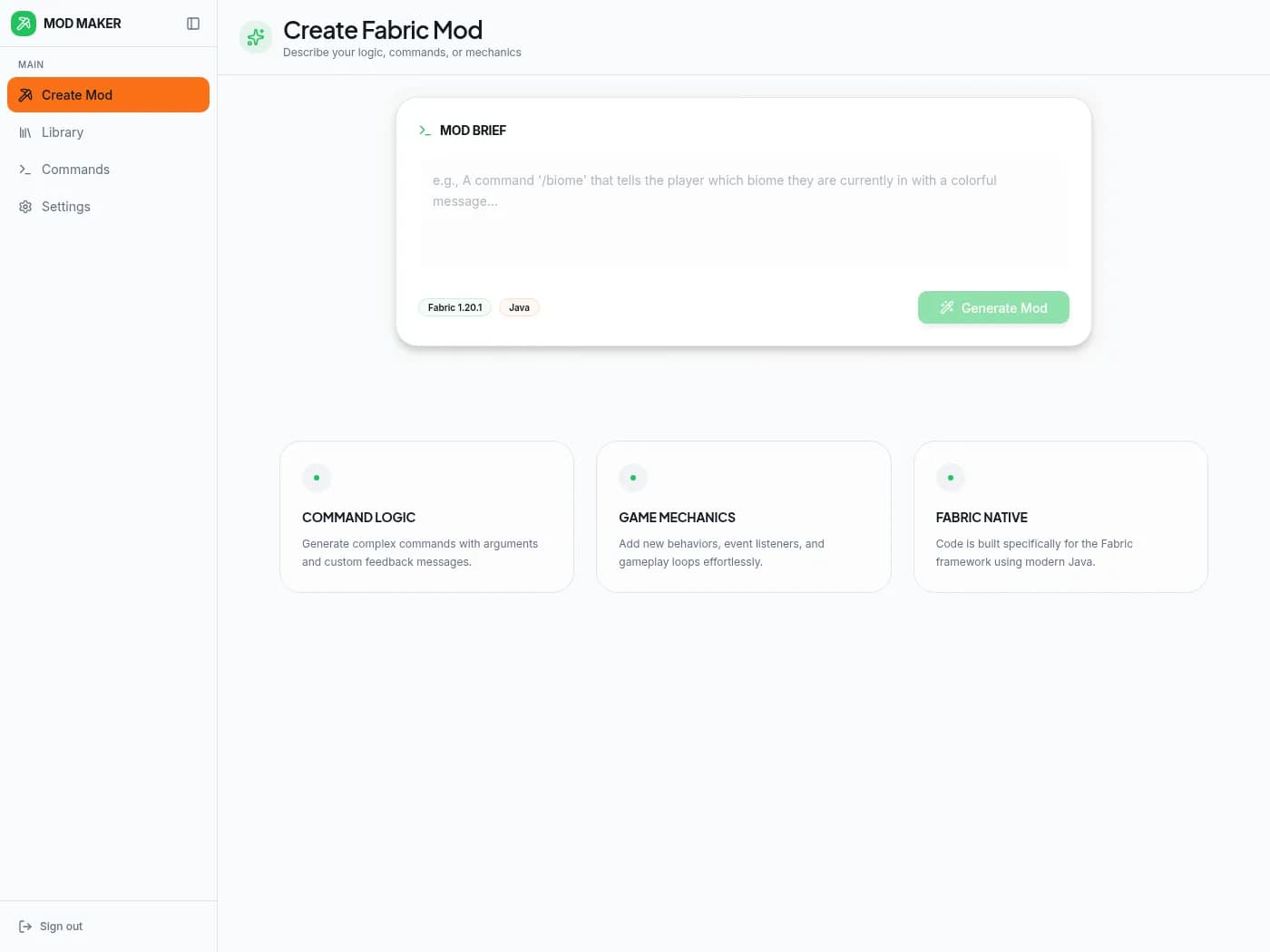 AI Minecraft Mod Maker