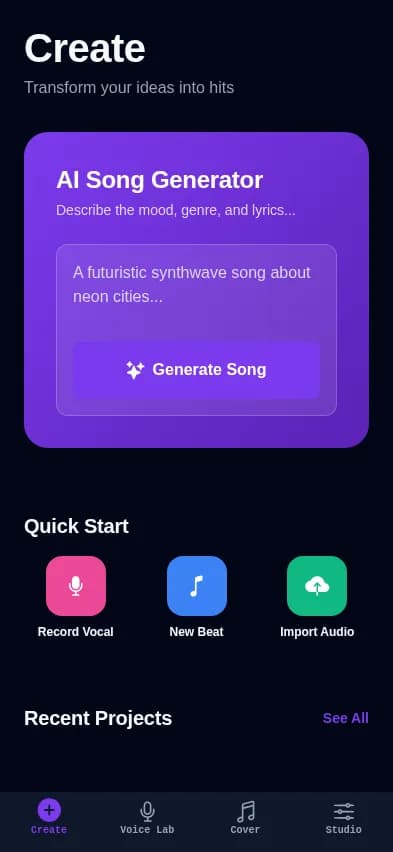 AI Music Studio App
