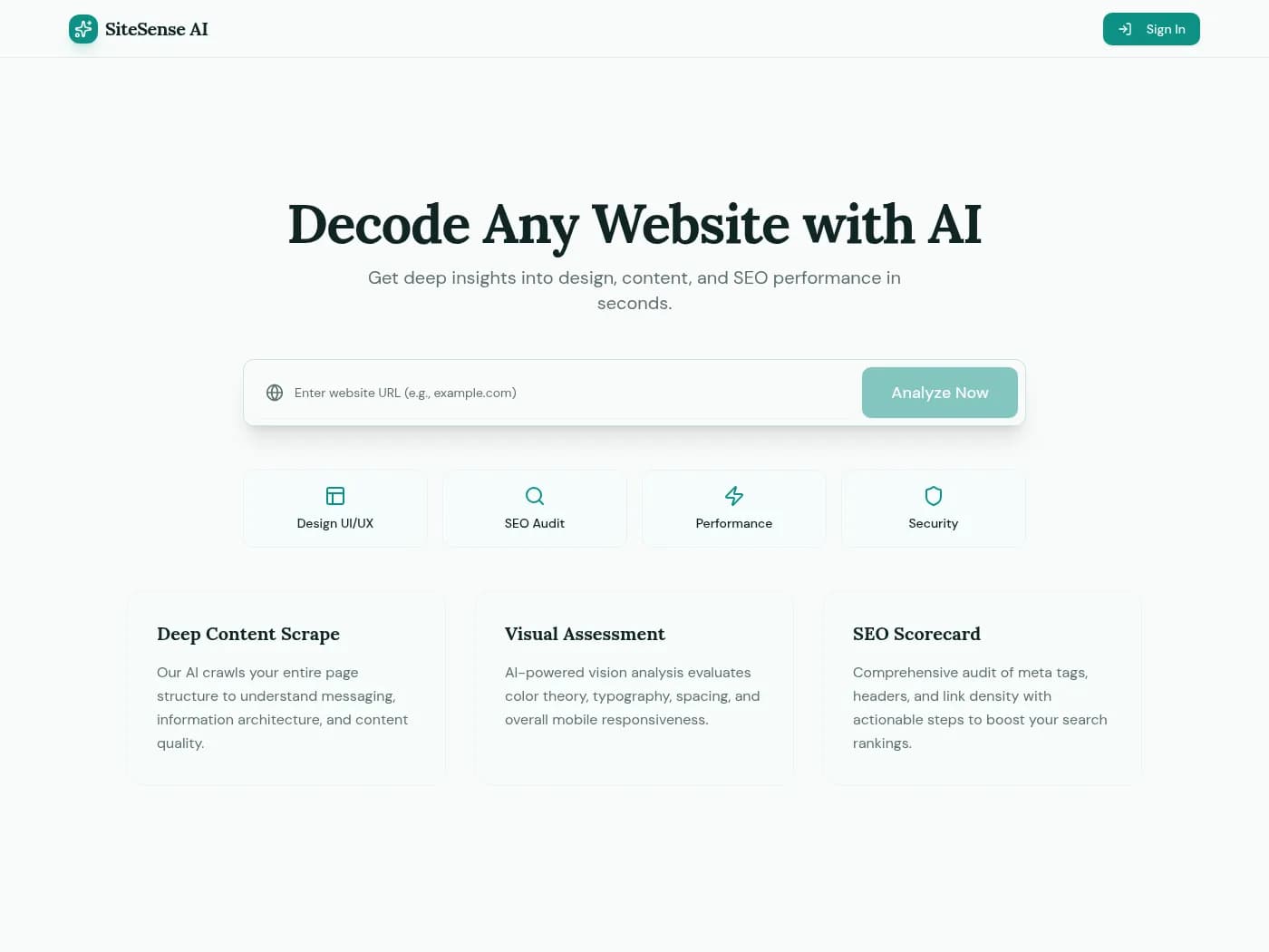 SiteSense AI Analyzer
