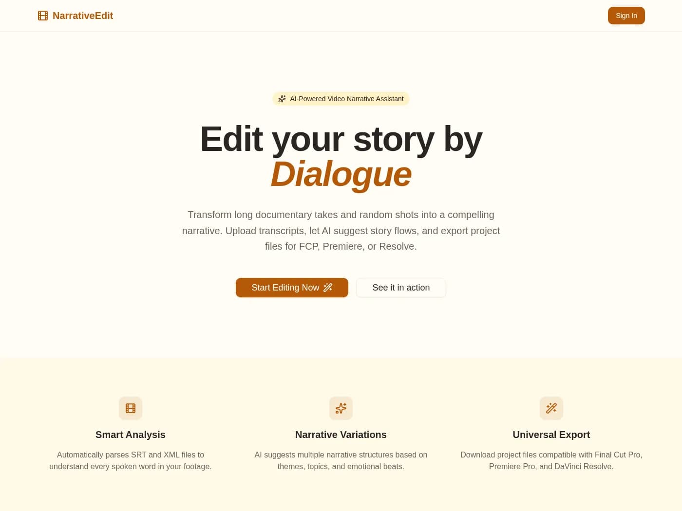 Narrative Video Edit Assistant
