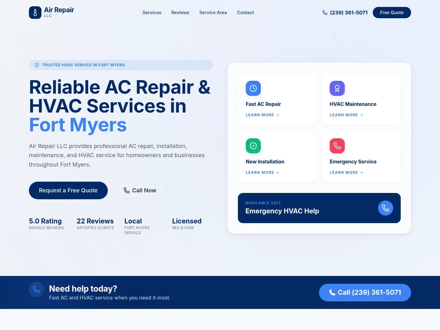 Air Repair One-Page Pro Site