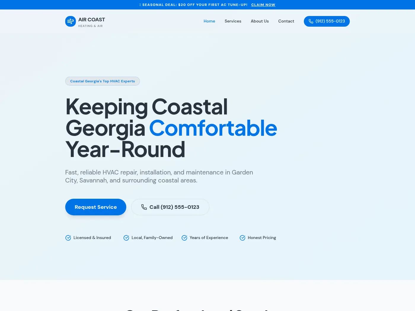 Air Coast HVAC Website