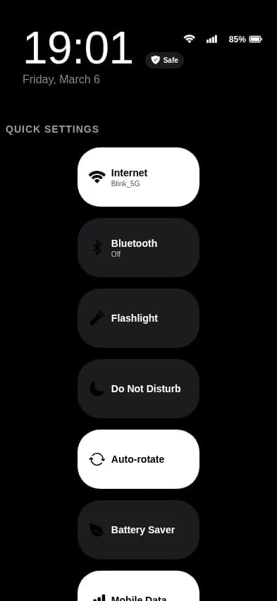Android 16 Control Panel