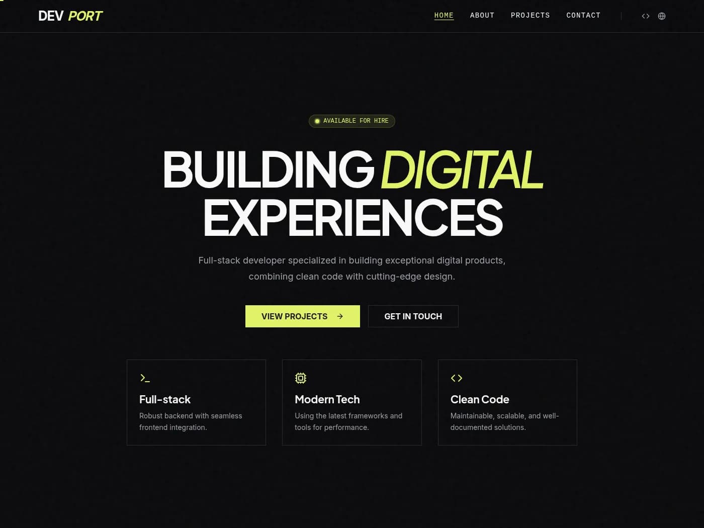 DevPort Animated Portfolio