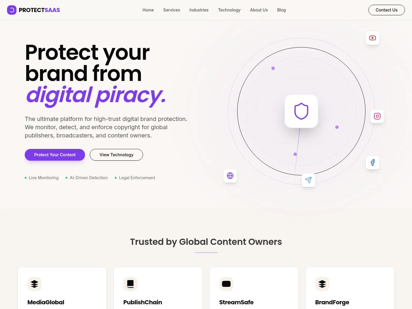 Anti-Piracy SaaS Landing
